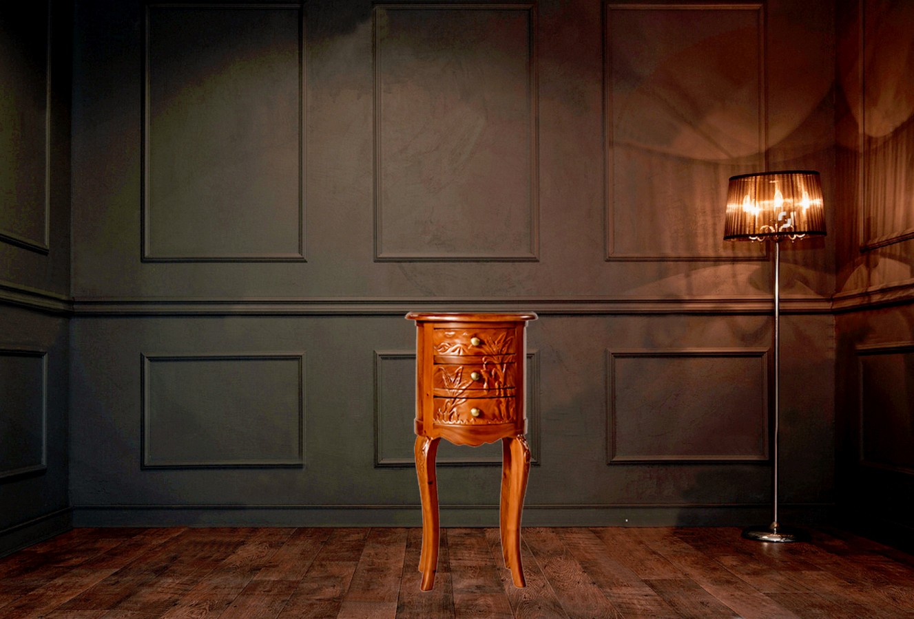 MASĂ ROTUNDĂ DIN MAHON CU 3 SERTARE - Pontiana